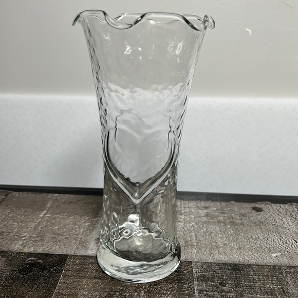 Accents | Vintage Clear Glass Vase Scalloped Edges Heart Design Bumpy ...